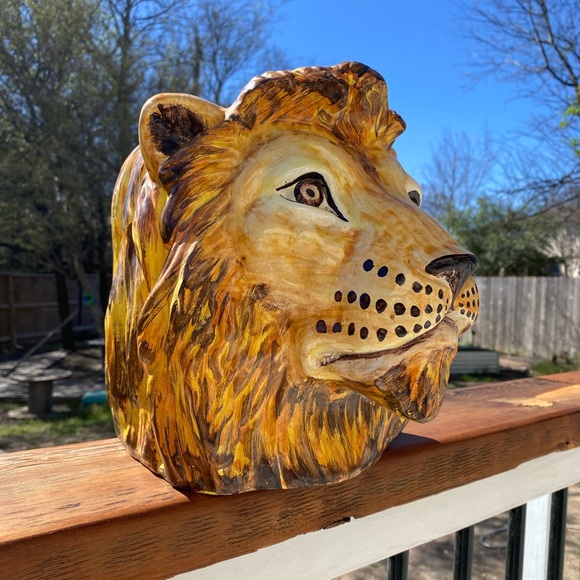 Other | Vintage 197s Italian Majolica Ceramic Lion Head Cachepot ...